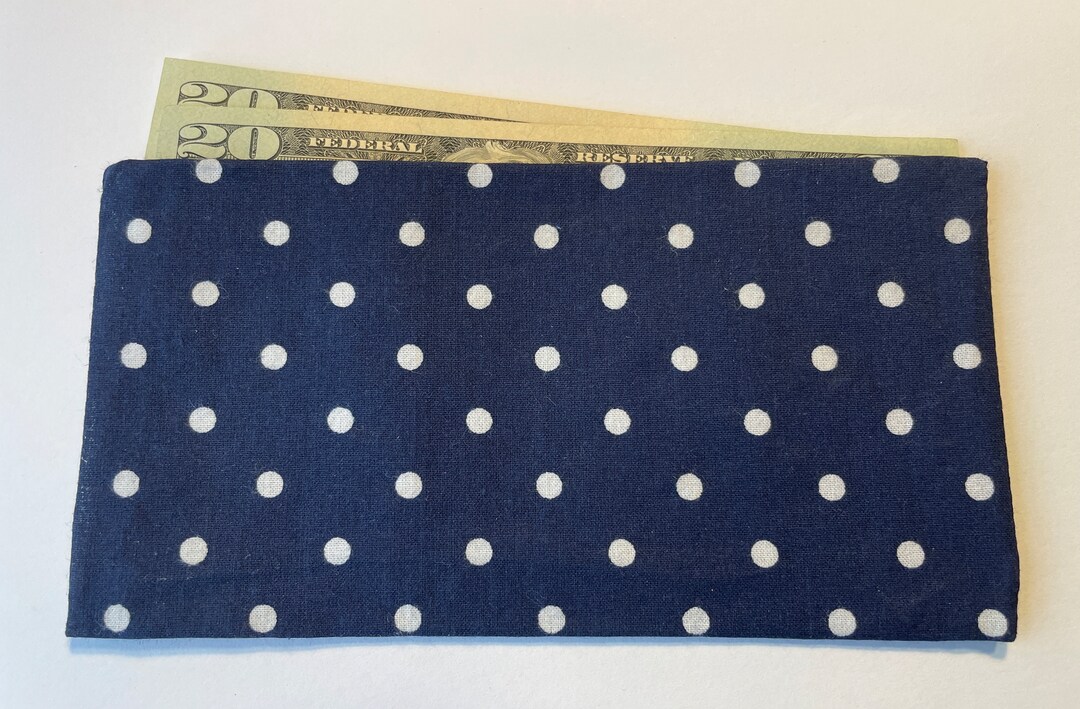 Polka Dots on Navy Fabric Cash Envelope - Etsy