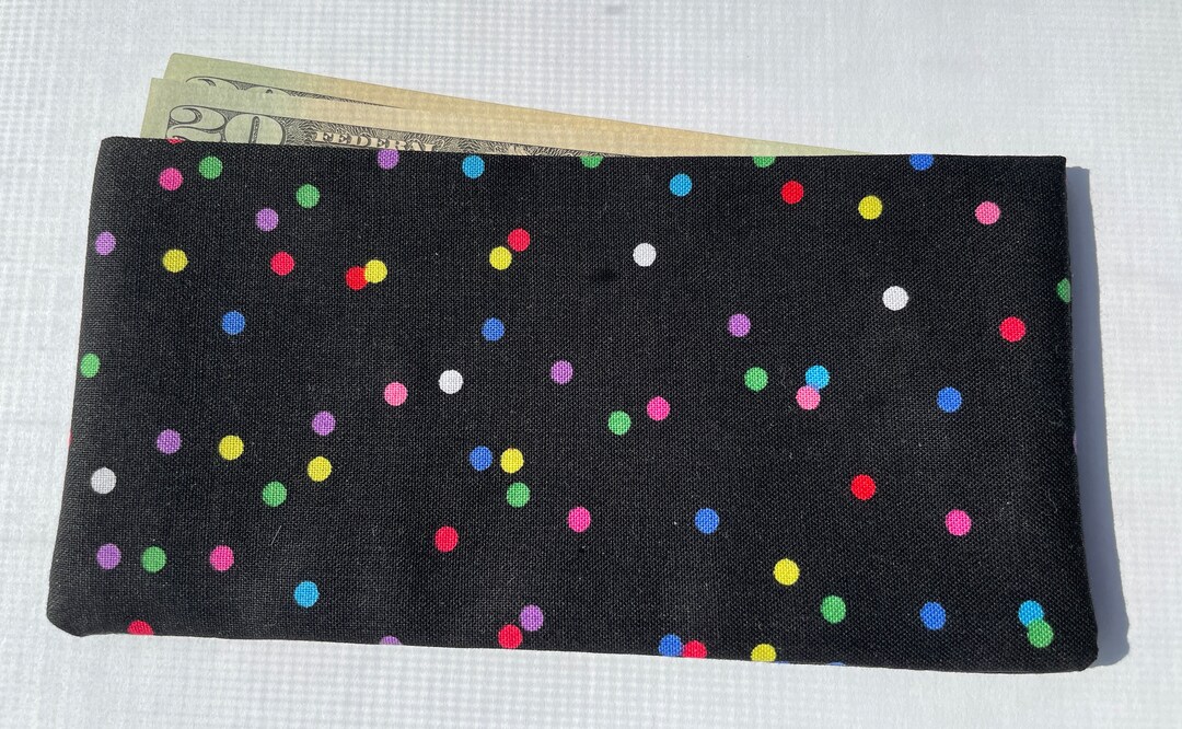 Multi-colored Polka Dots on Black Fabric Cash Envelopes - Etsy