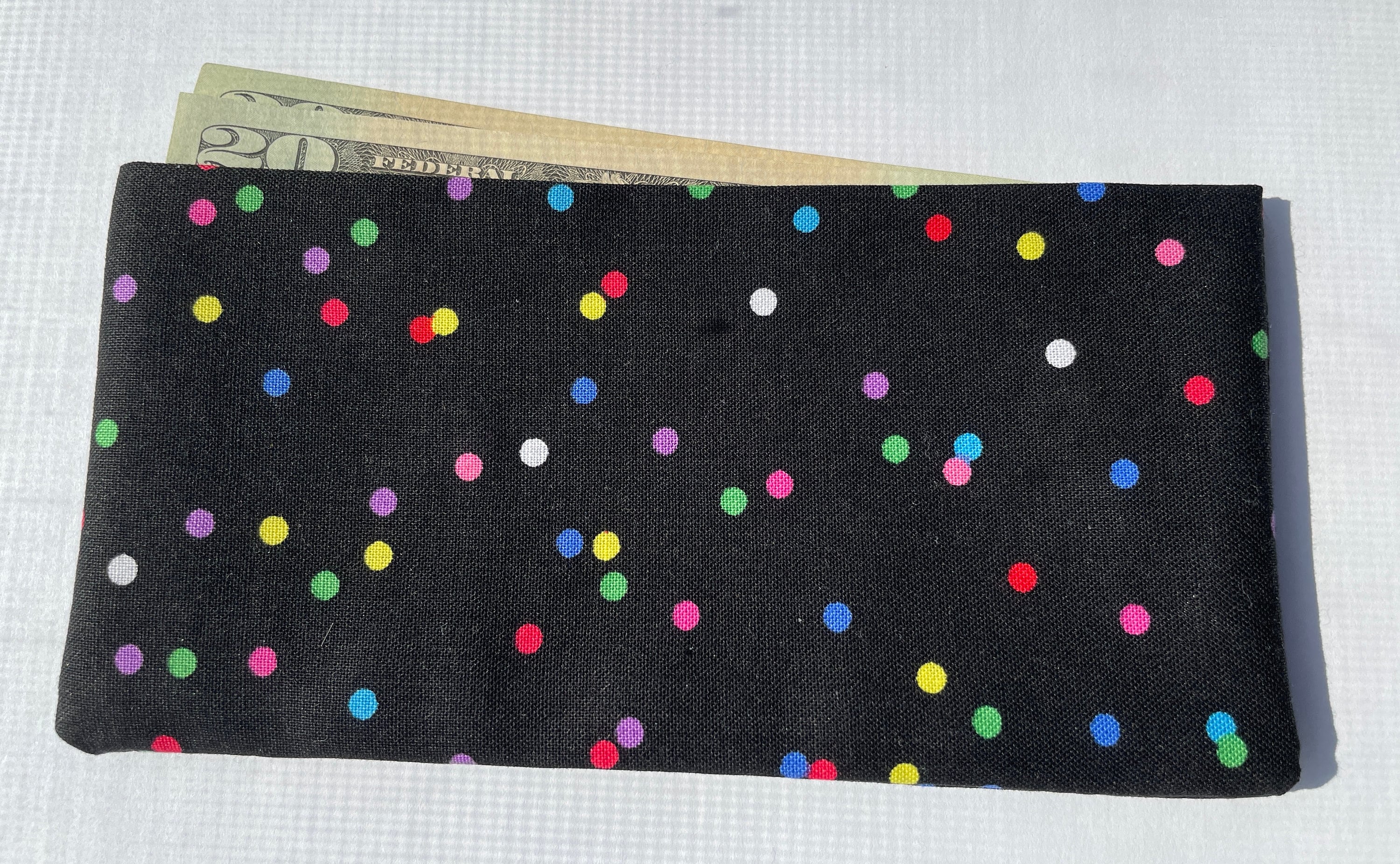 Multi-colored Polka Dots on Black Fabric Cash Envelopes - Etsy