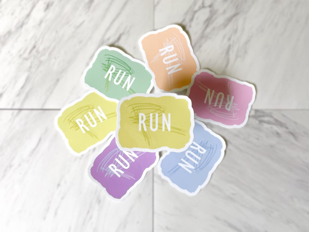 Yellow RUN Sticker: Waterproof Minimalistic Vinyl for Marathoner, Half ...