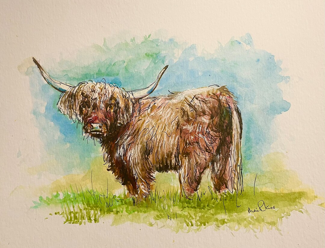 An Original Painting by Cing Design of a Highland Cow - Etsy