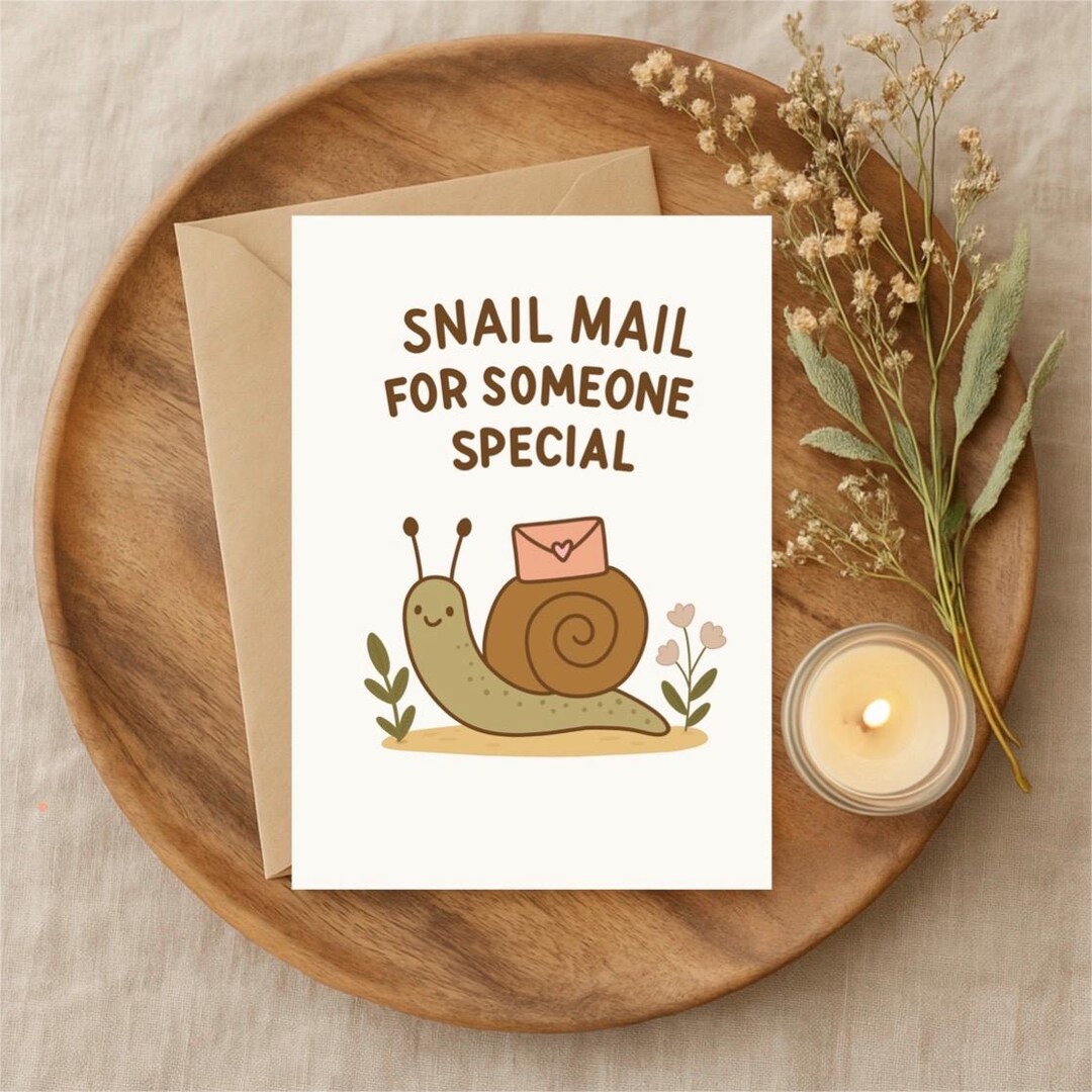 Printable Cute Snail With Letter, Snail Mail Card, Funny Love Note ...