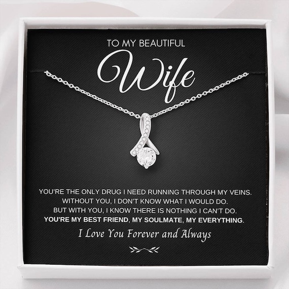 Personalized To My Beautiful Wife Necklace From Husband, 59% OFF