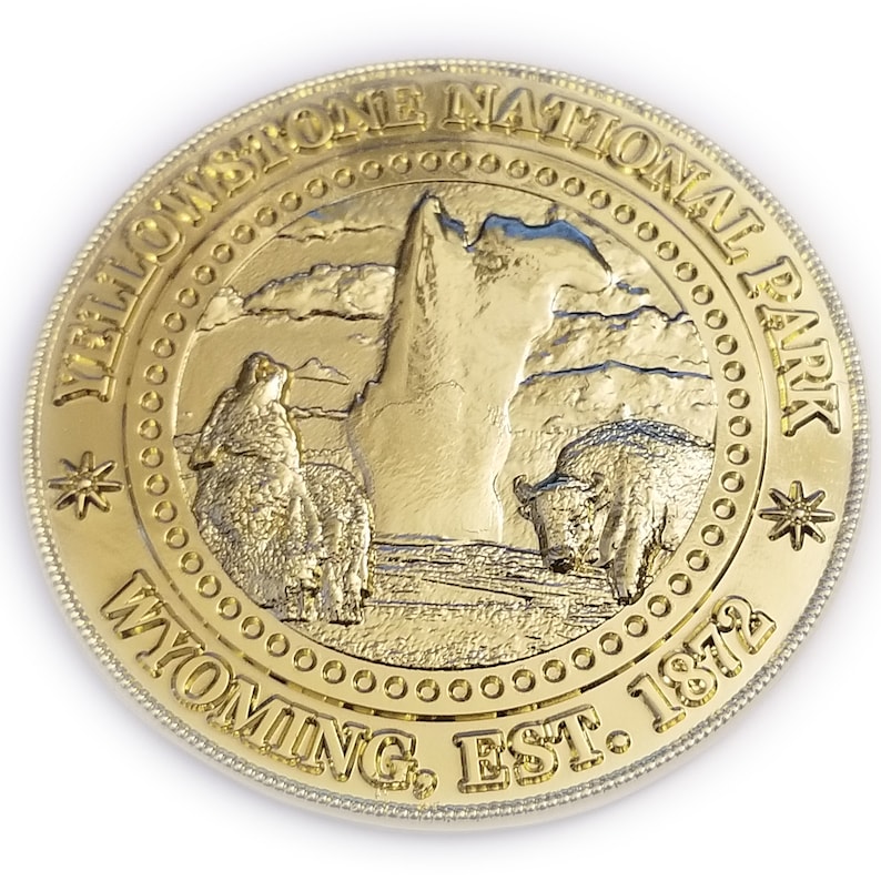 Yellowstone National Park Coin (with Buffalo), Gold, Collector, Unique ...