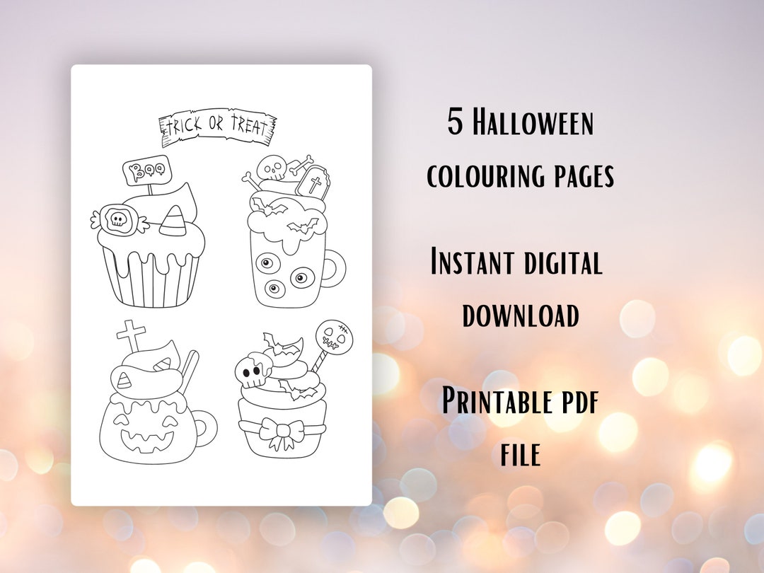5 Halloween Colouring Pages, Kids Coloring Sheets, Printable Childrens ...