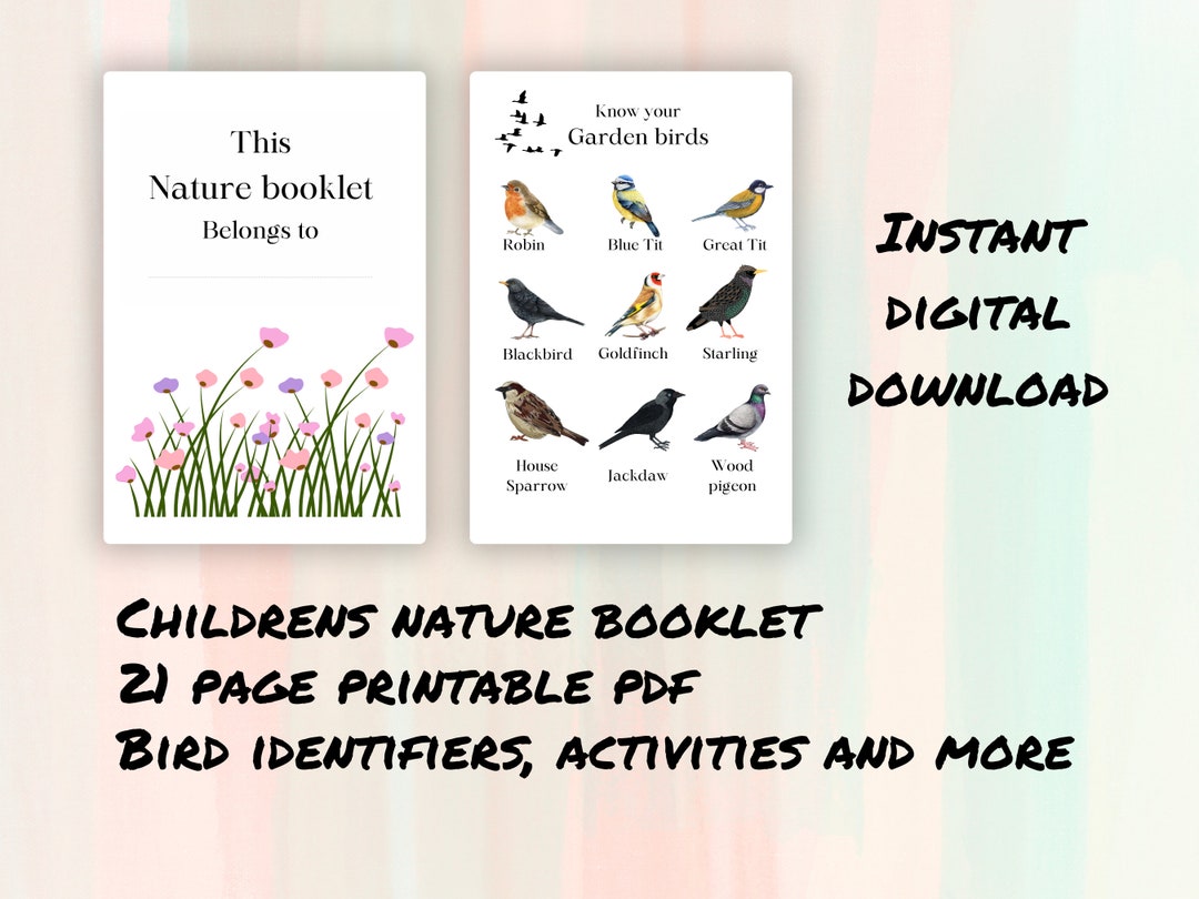 Printable Kids Nature Journal, Bird Guide, Children's Nature Activities ...