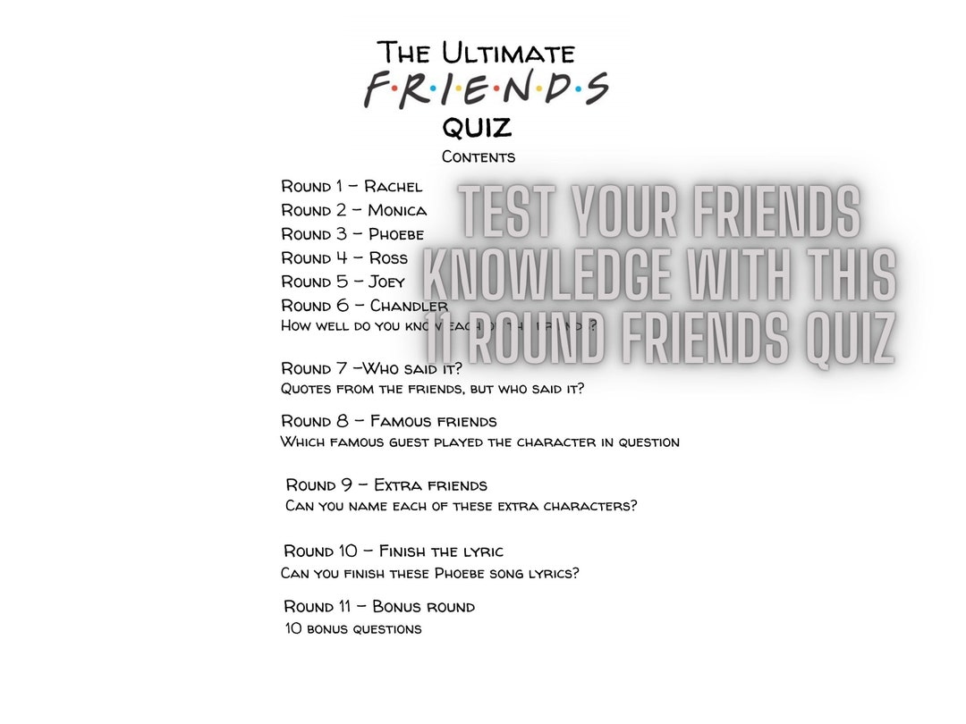 Friends Tv Show Quiz, Family Quiz, Digital Download, Game Night ...