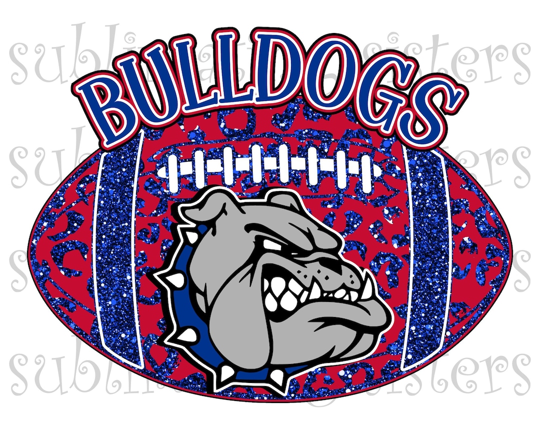 Bulldogs Football, Royal Blue Sparkle and Red, Customized High School ...
