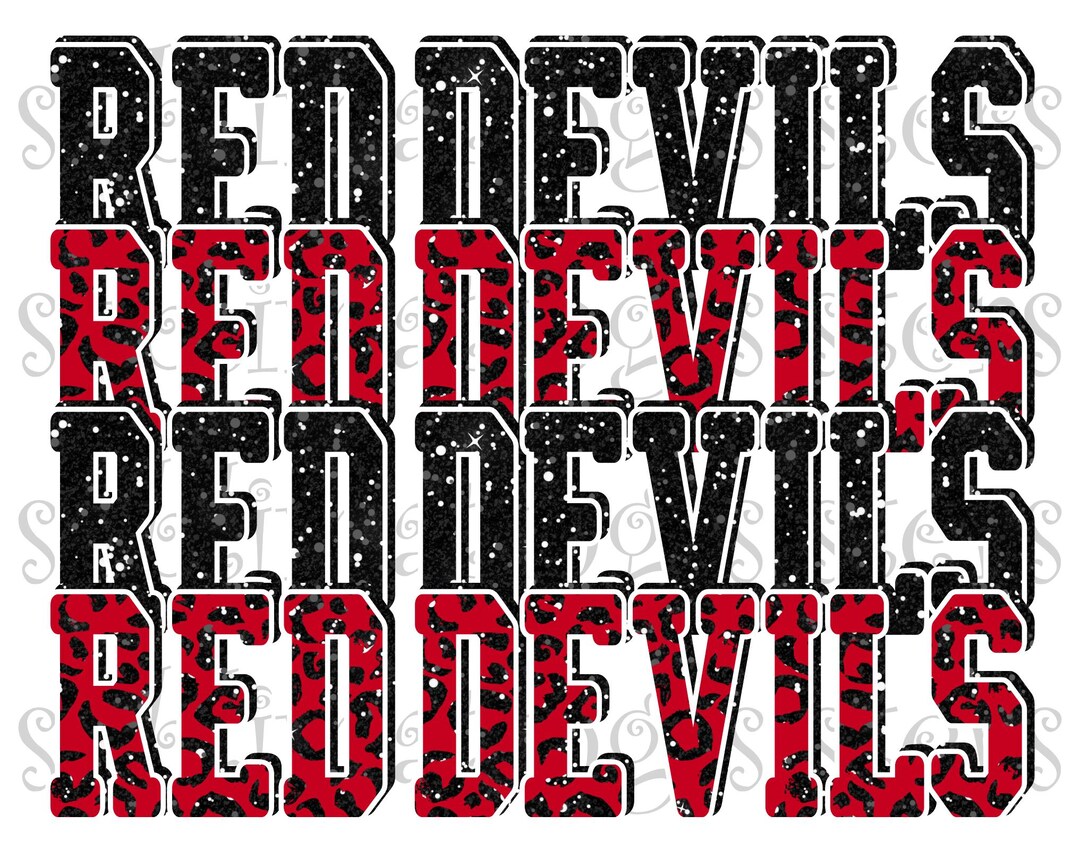 Red Devils, High School Mascot, Red and Black, Custom Stacked Design ...