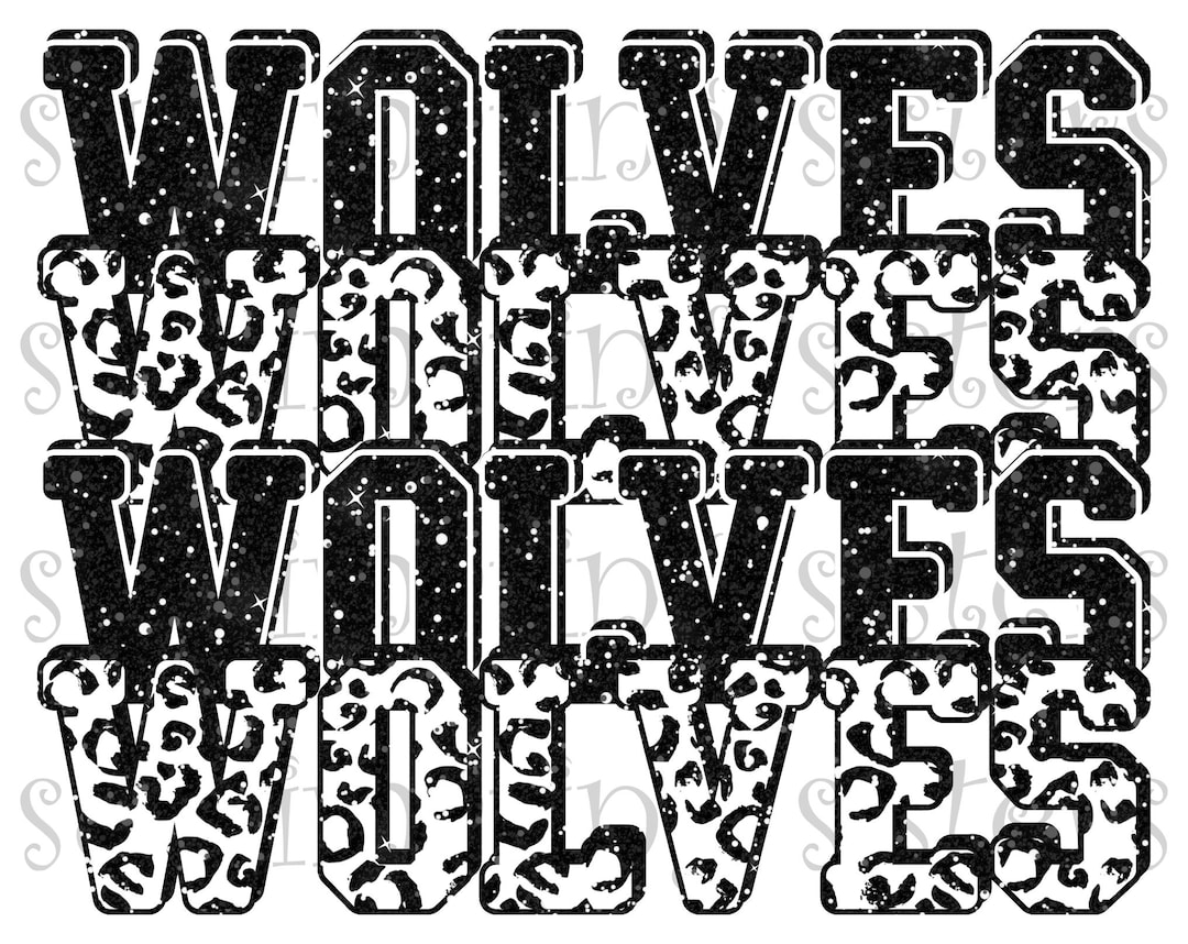 Wolves, High School Mascot, Black and White, Custom Stacked Design ...