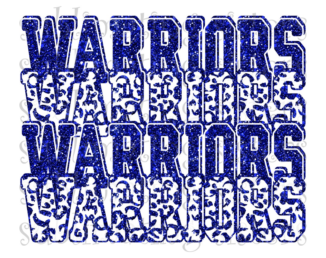 Warriors, High School Mascot, Blue and White, Custom Stacked Design ...