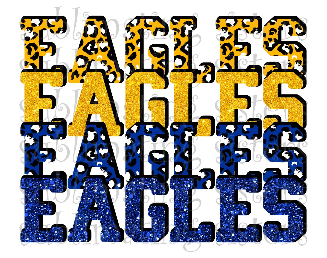 Eagles, Stacked Design, Blue and Yellow Gold, Sublimation, Instant ...