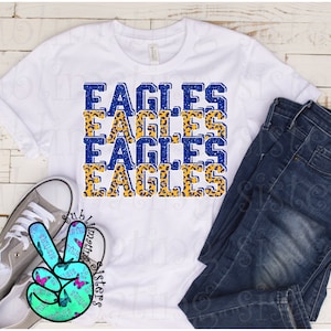 Eagles, High School Mascot, Blue and Gold, Custom Stacked Design ...