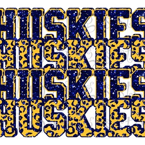 Huskies, High School Mascot, Dark Blue and Gold, Custom Stacked Design ...