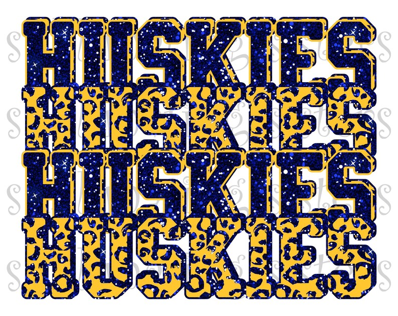 Huskies, High School Mascot, Dark Blue and Gold, Custom Stacked Design ...
