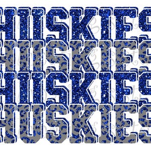 Huskies, High School Mascot, Blue and Gray, Custom Stacked Design ...