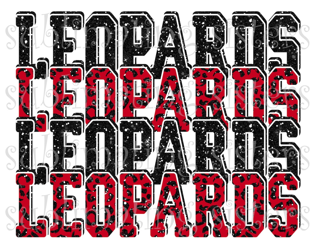Leopards, High School Mascot, Red and Black, Custom Stacked Design ...