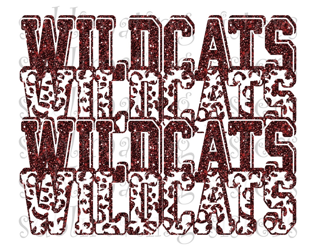 Wildcats, High School Mascot, Maroon and White, Custom Stacked Design ...