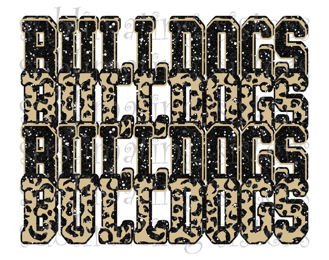 Bulldogs, High School Mascot, Black and Gold, Custom Stacked Design ...