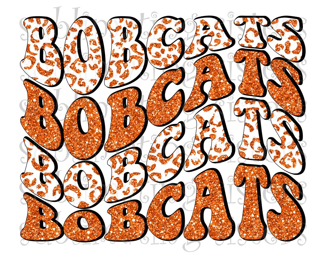 Bobcats, Retro Stacked Design, Customized High School Mascot, Orange ...