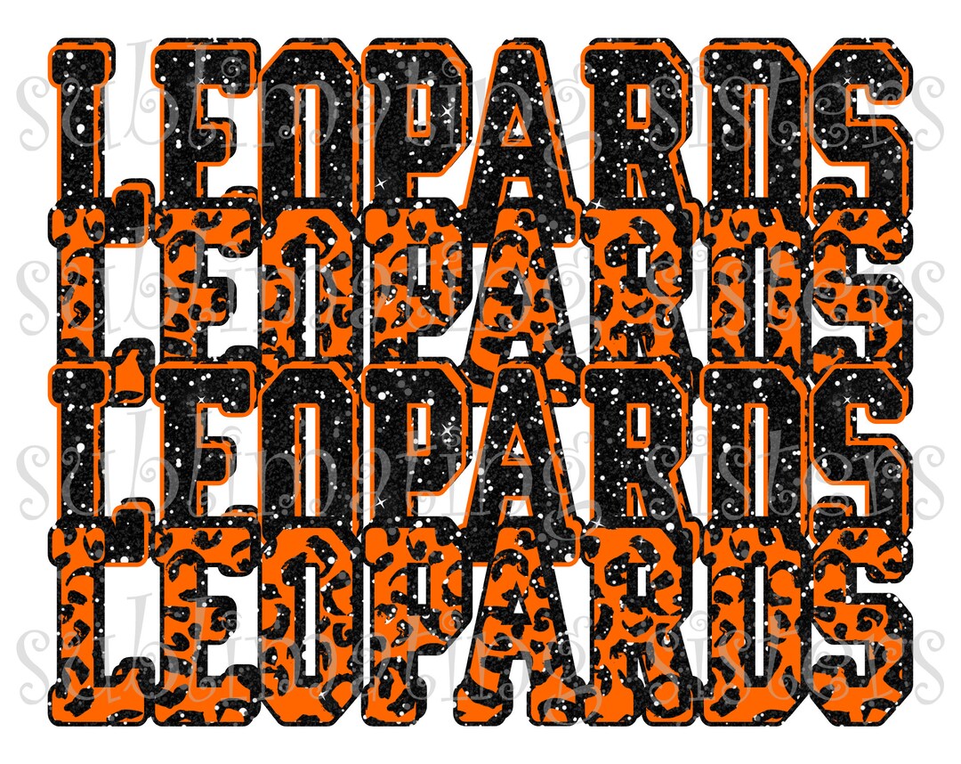 Leopards, High School Mascot, Orange and Black, Custom Stacked Design ...