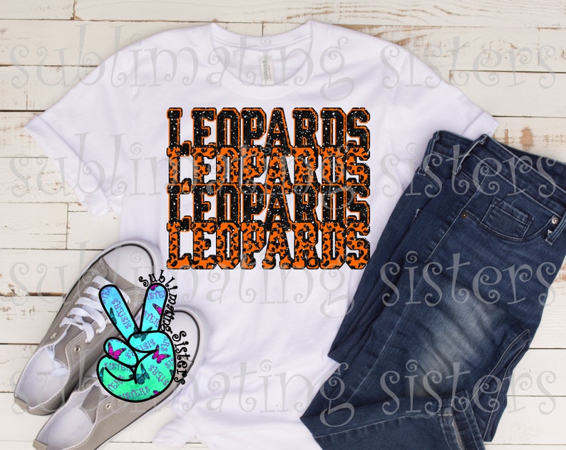 Leopards, High School Mascot, Orange and Black, Custom Stacked Design ...