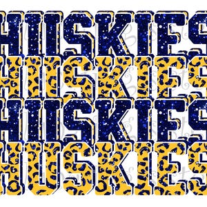 Huskies, High School Mascot, Dark Blue and Gold, Custom Stacked Design ...
