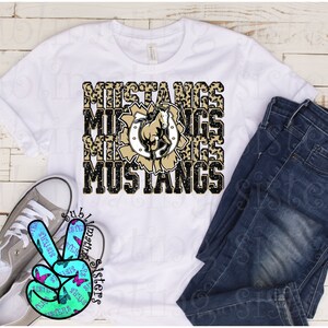 Mustangs Mascot Stacked Design Black and Gold Sublimation - Etsy