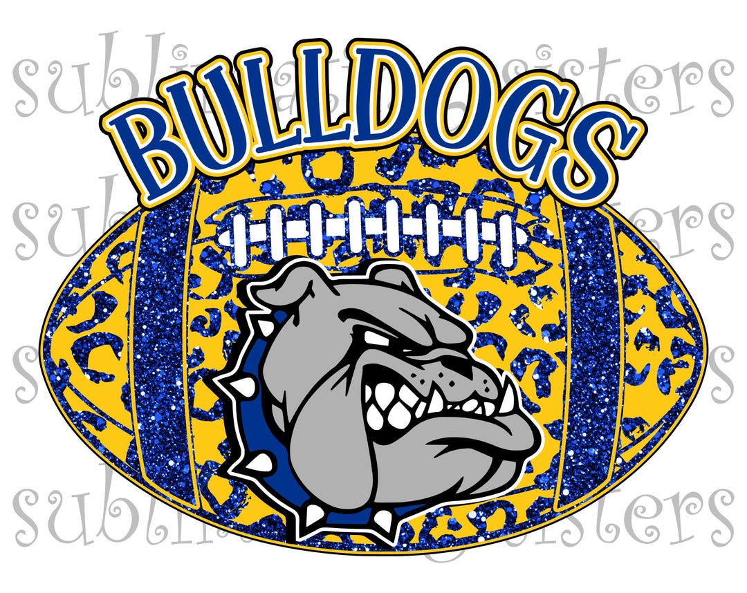 Bulldogs Football, Royal Blue and Yellow Gold, Customized High School ...