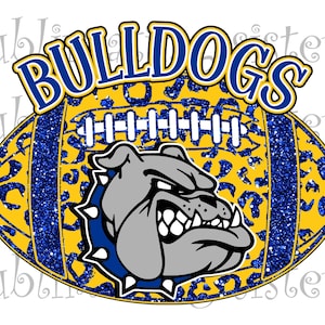 Bulldogs Football, Royal Blue and Yellow Gold, Customized High School ...