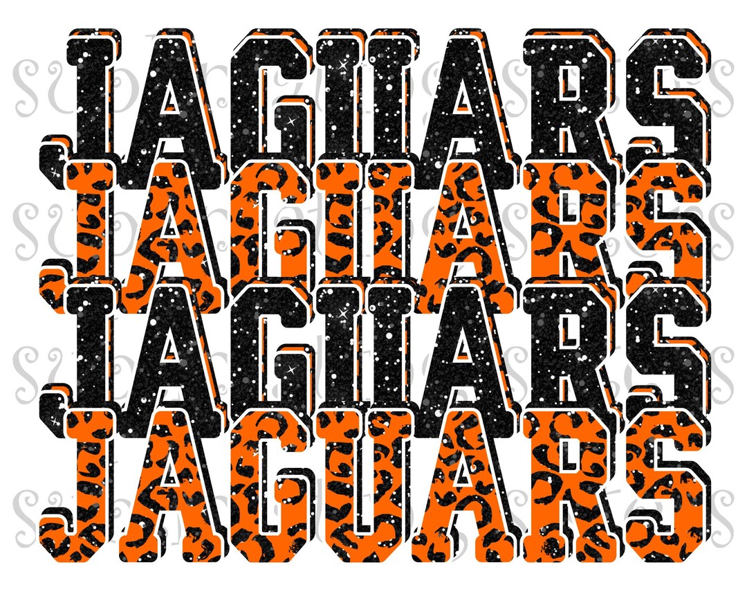 Jaguars, High School Mascot, Orange and Black, Custom Stacked Design ...