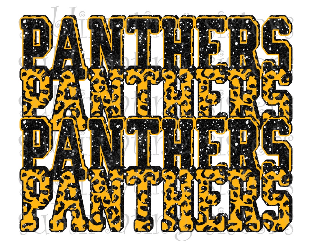 Panthers, High School Mascot, Yellow Gold and Black, Custom Stacked ...