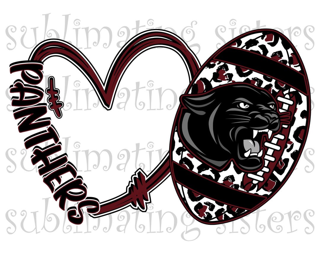Panthers Heart Football, Maroon and Black, Texas High School Mascot ...