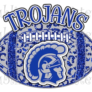 Trojans Football, Blue and Silver, High School Team, Instant Download ...