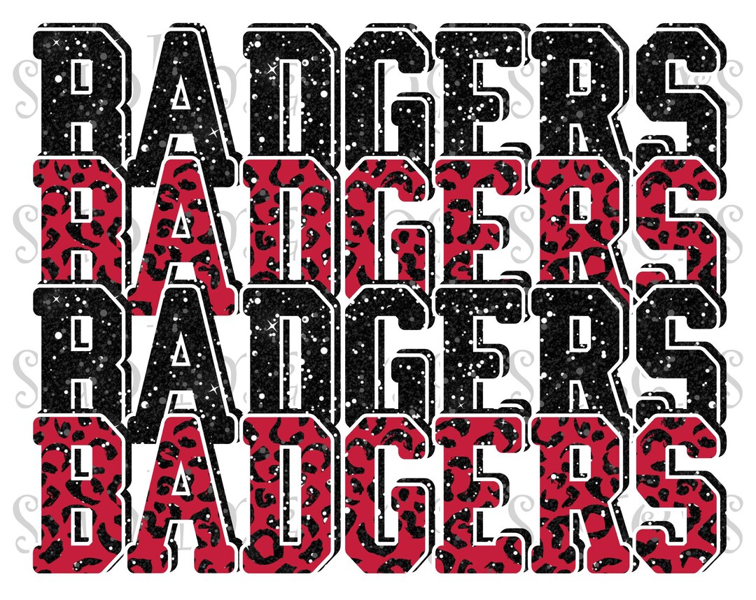 Badgers, High School Mascot, Cardinal Red and Black, Custom Stacked ...