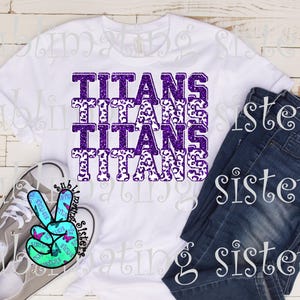 Titans, High School Mascot, Purple and White, Custom Stacked Design ...