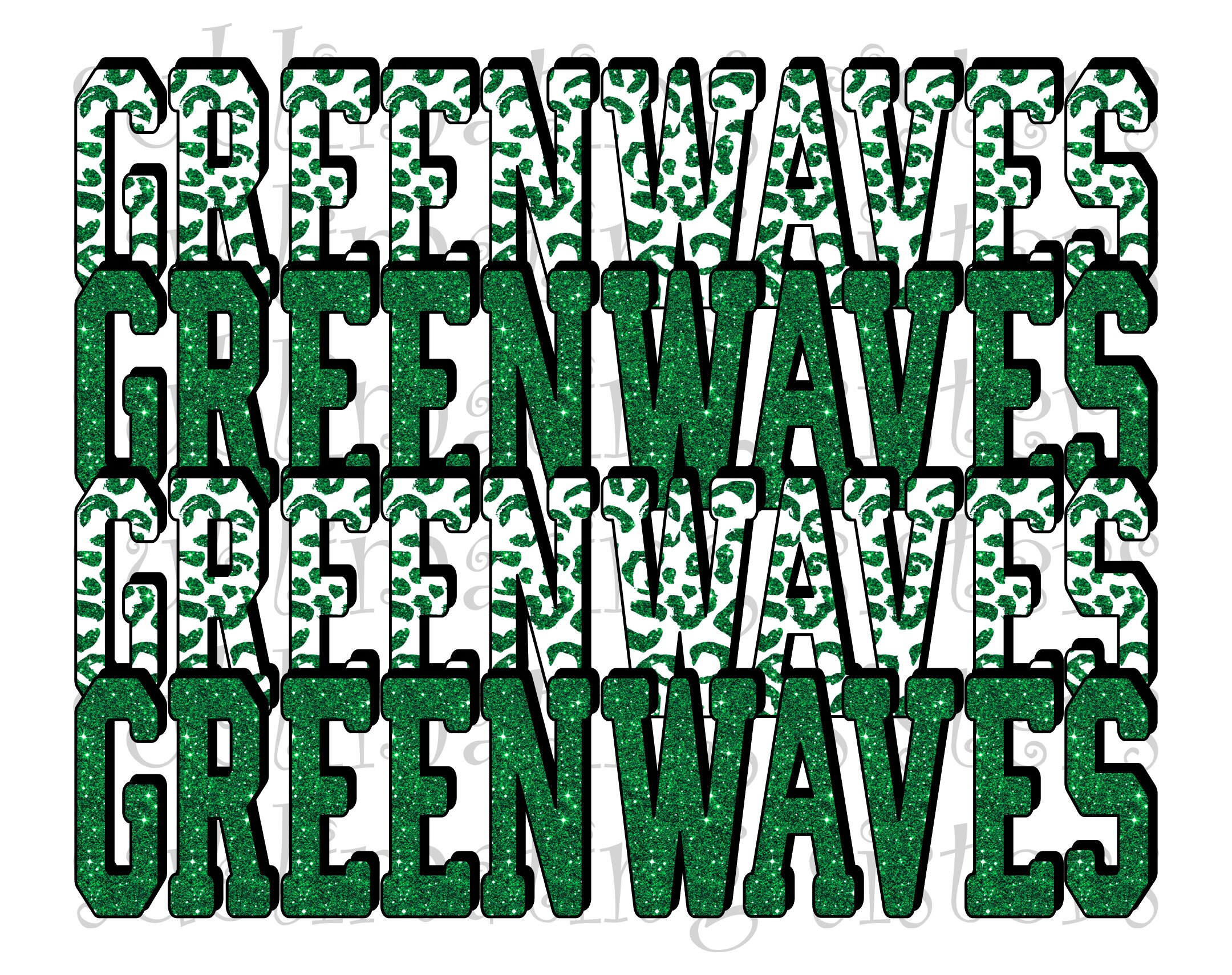 Greenwaves Green and White Stacked Design Sublimation - Etsy