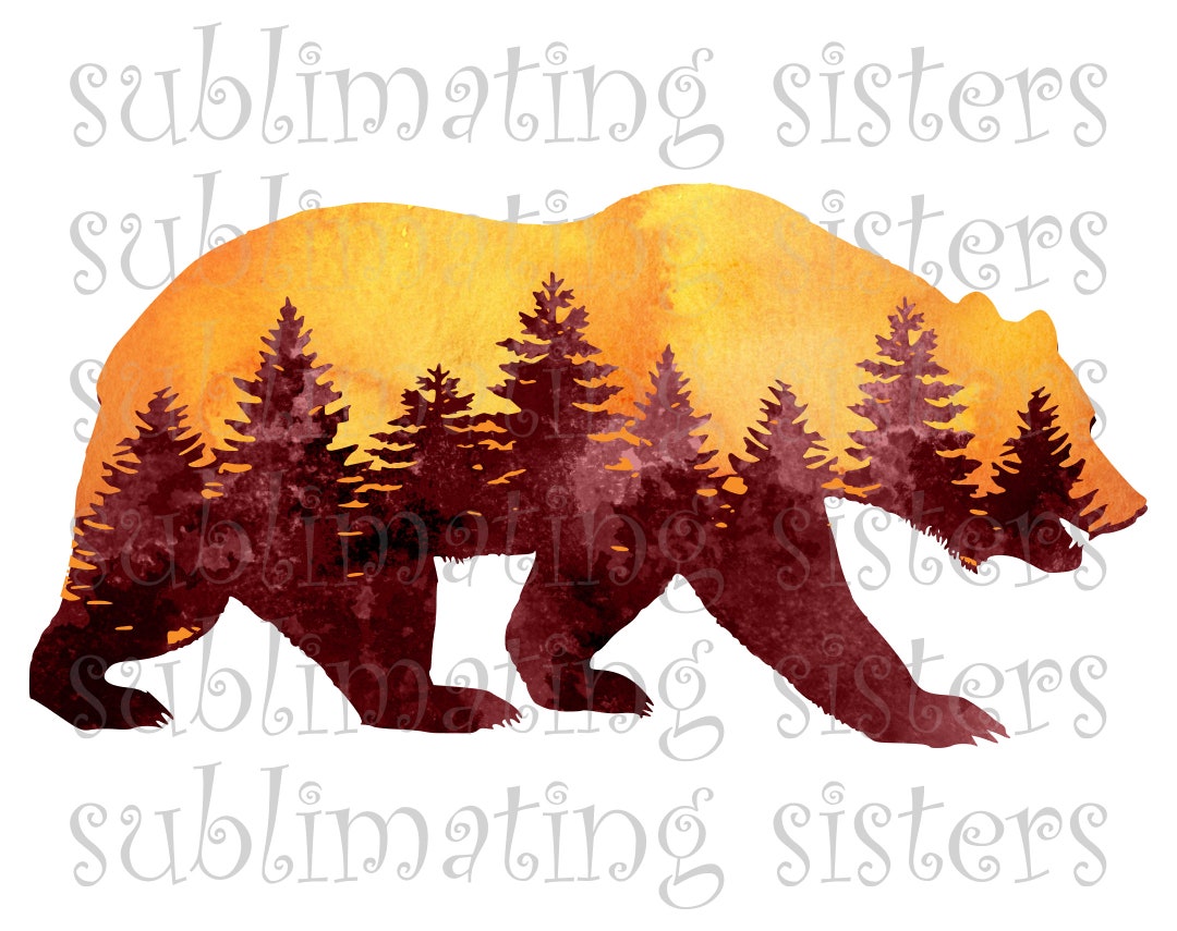 Bear Sunset Forest Outdoors, PNG, Instant Download for Sublimation, DTG ...