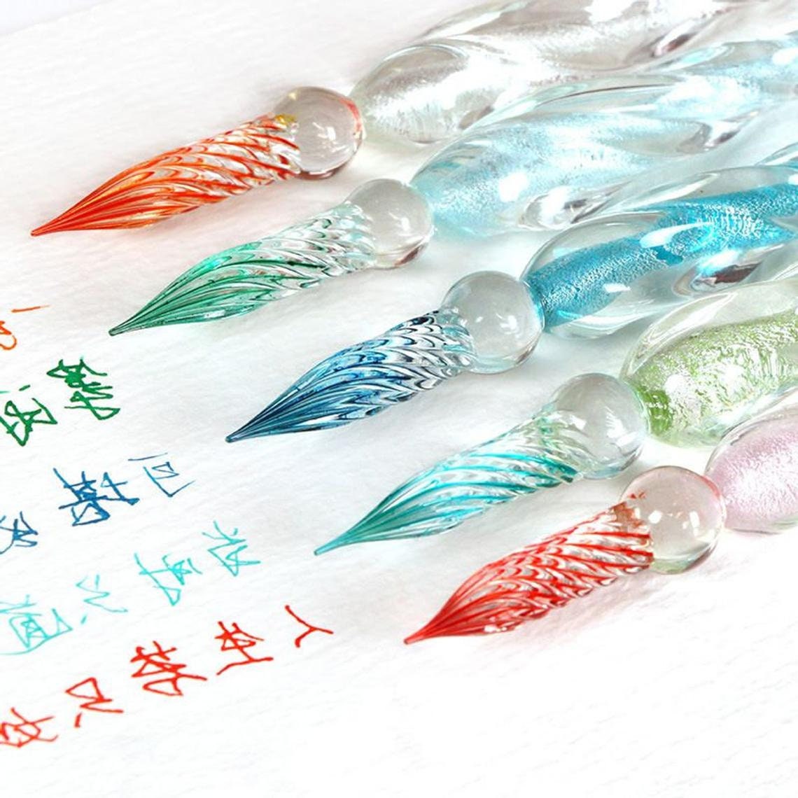 13 Pcs Glass Dip Pen Kit Glass Pen Set With 12 Colors Ink In Etsy