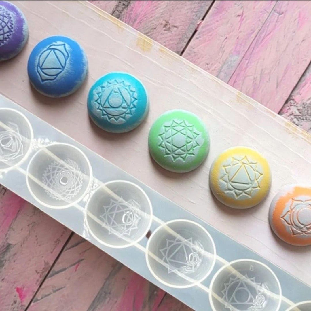 Silicone Mold Chakra Set - 7 Half-sphere Energy Symbols for DIY Resin ...