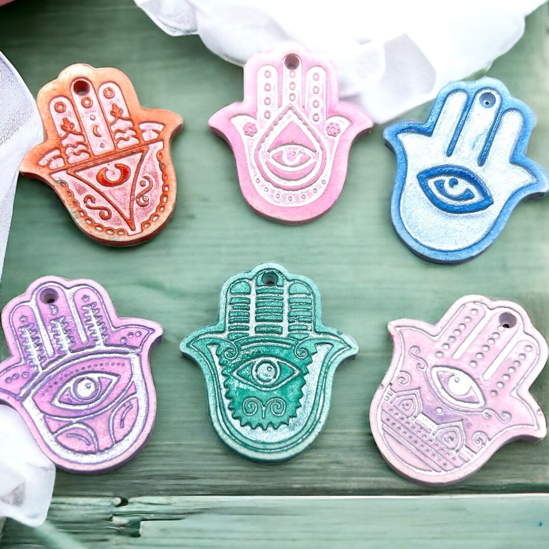 Small Hamsa Hand Silicone Casting Mold, Set of 6 Evil Eye Charms ...