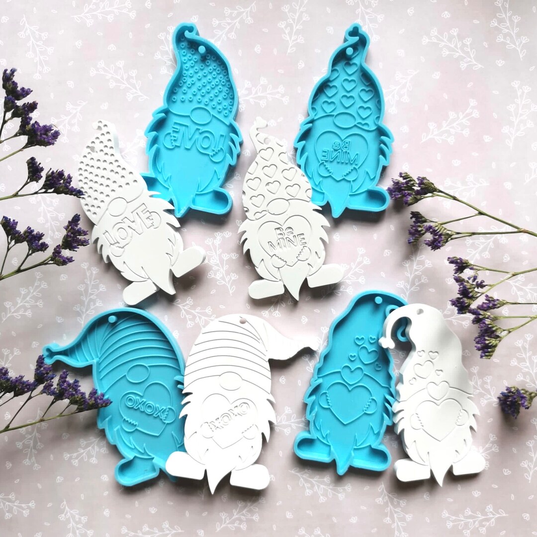 Set of 4 Gnomes Silicone Casting Mold, Love and Hearts Theme, Epoxy ...