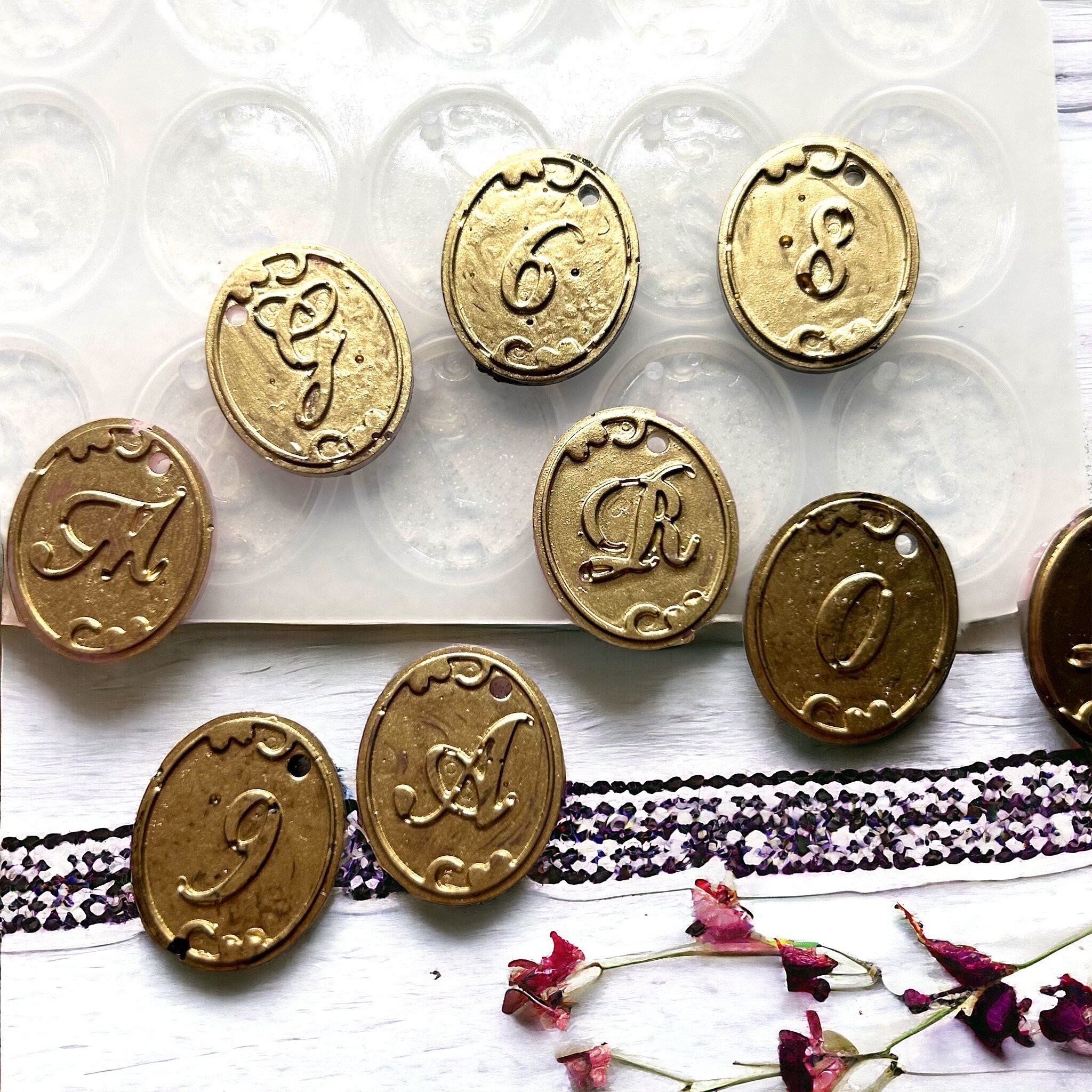 Oval Letters Numbers Pendant Mold, Cursive Writing Resin Charms ...