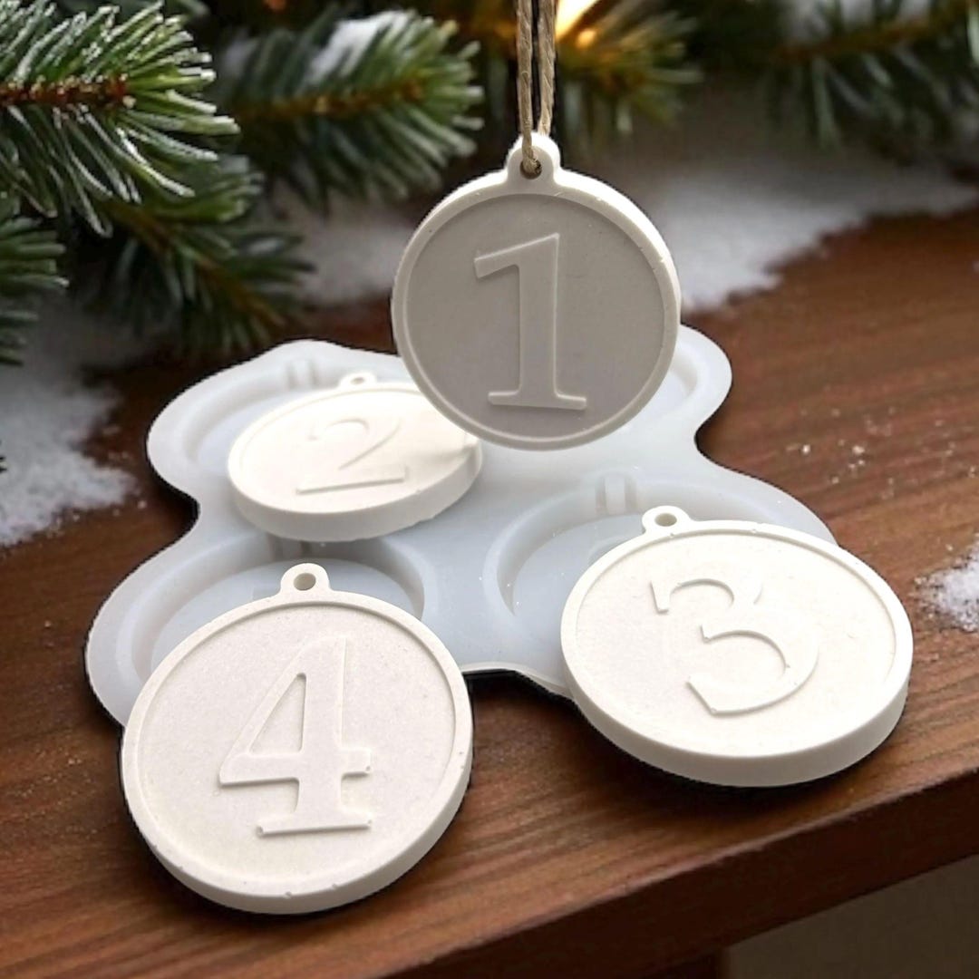 Advent Numbers Ornament Set Silicone Mold, Casting Mold for Advent ...