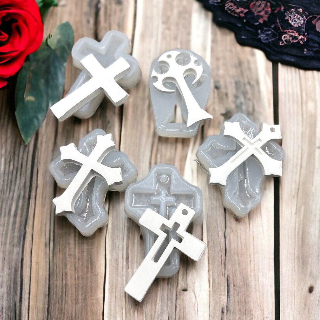 Set of 5 Religious Cross Silicone Molds, Necklace Pendant, Keychain ...