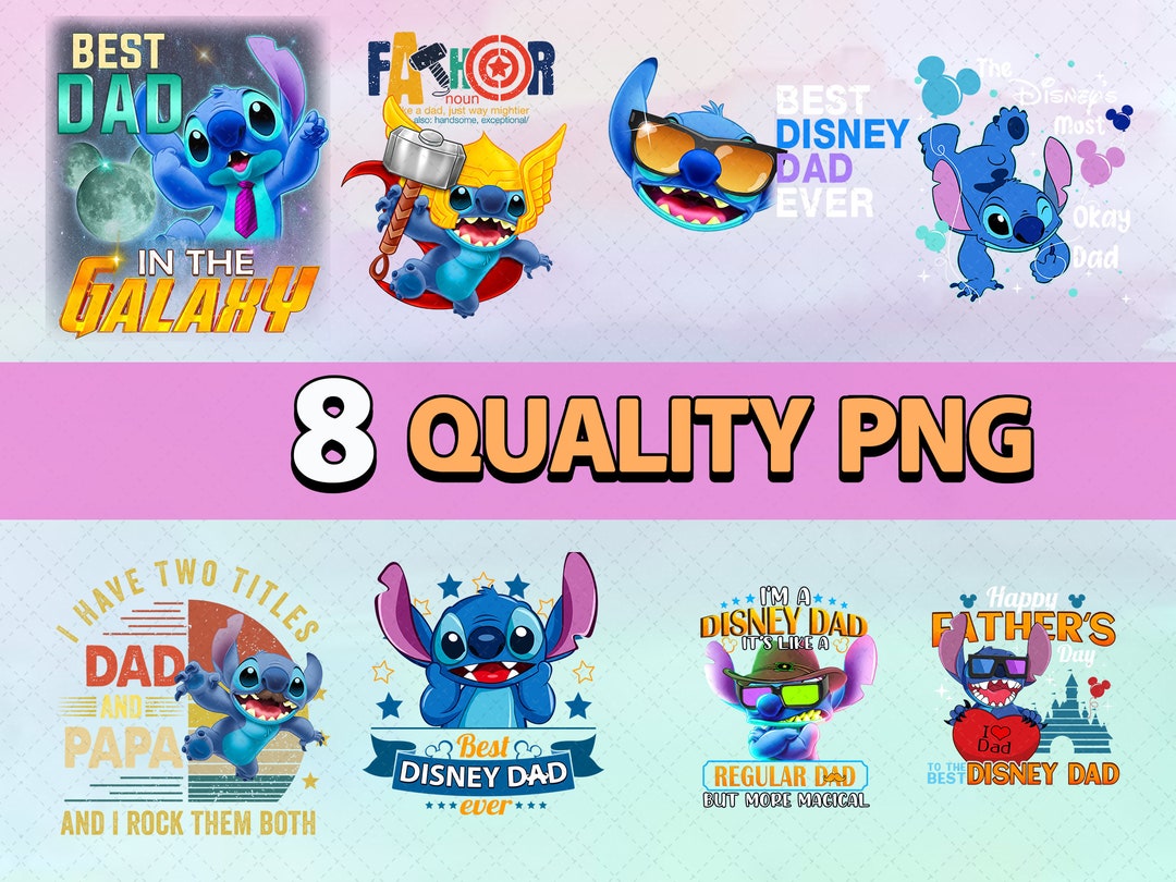 8 Designs Stitch Father's Day Png Bundle, Best Dad Ever Png Bundle, Dad ...