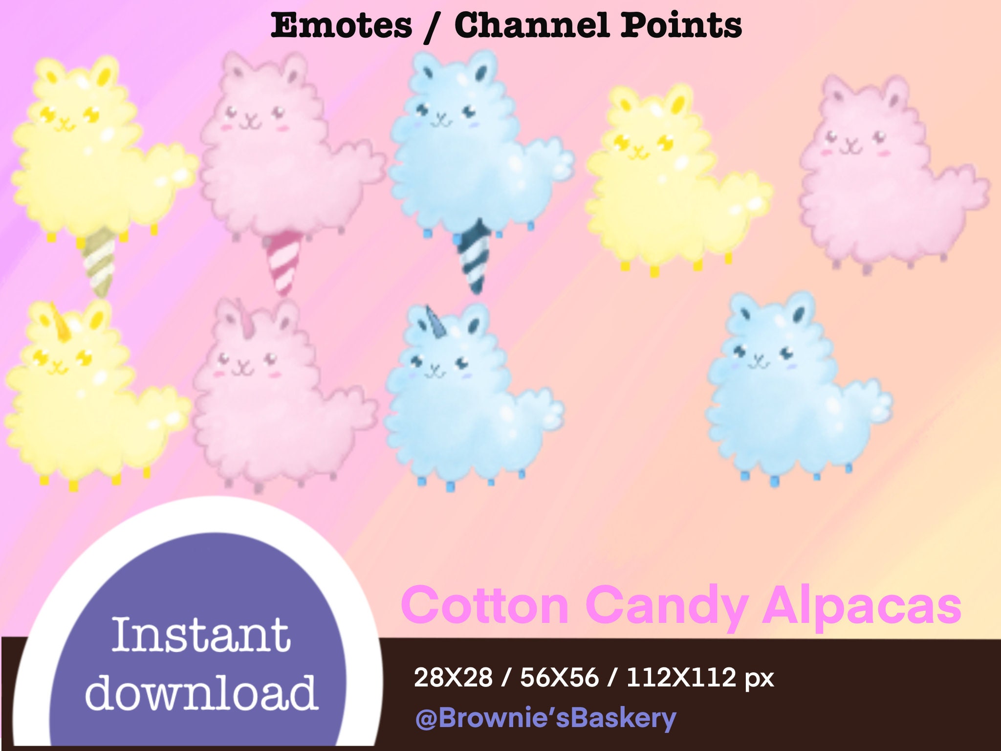 Twitch Alpaca Channel Coins / Emote Pack - Cute Kawaii Pastel Chibi ...
