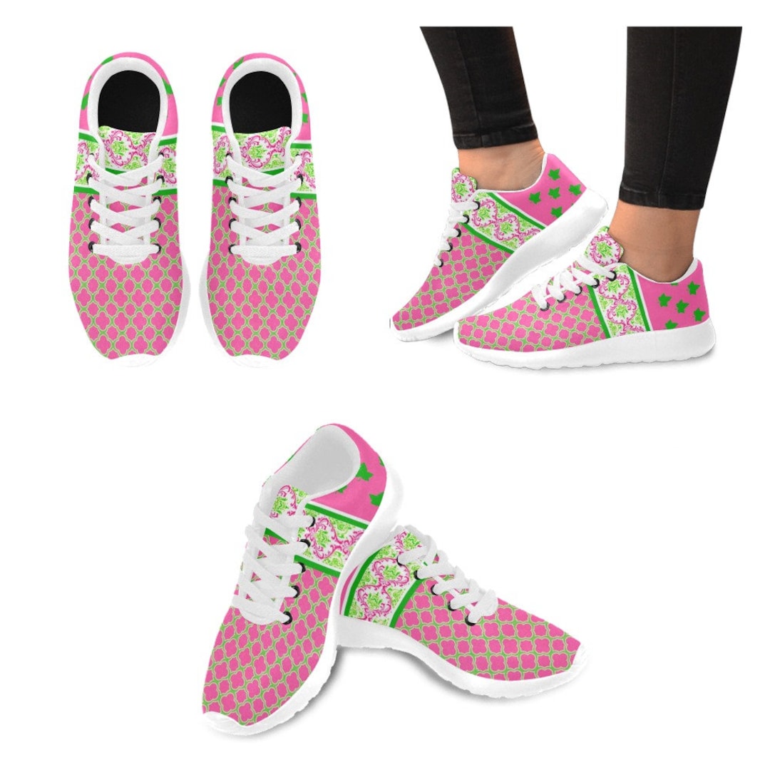 Pink and Green Striped Womens Sneakers Shoes Pink and Green - Etsy