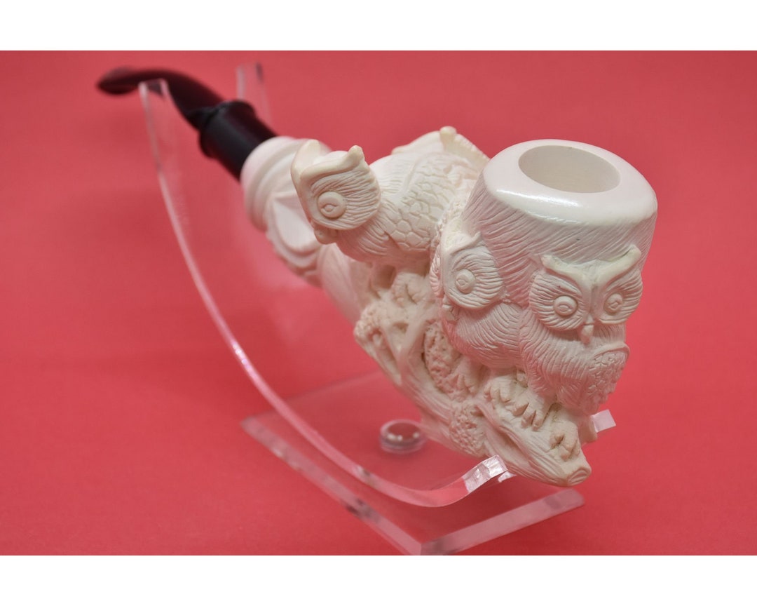 LARGE Owl Pipe, Bird Pipe, Meerschaum Pipe, Owl Figure Pipe, Hand ...