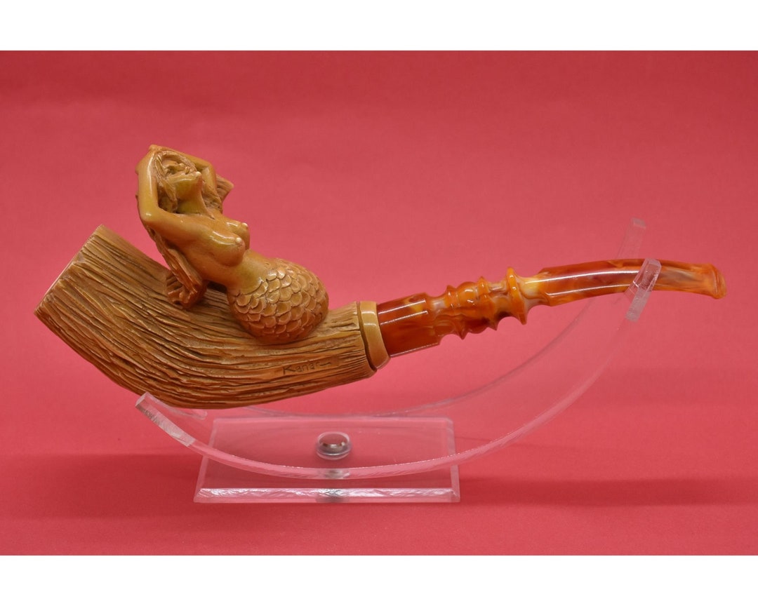 Stranded Mermaid Pipe From Meerschaum, Naked Woman Pipe, Hand Carved ...